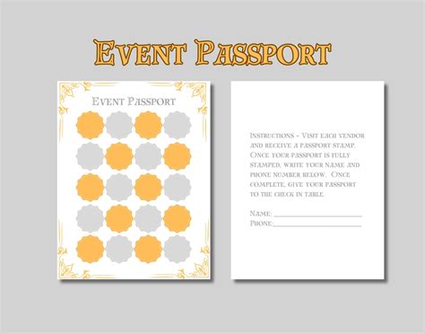 8 5 X 11 Printable Digital Event Passport Template Edit In Adobe
