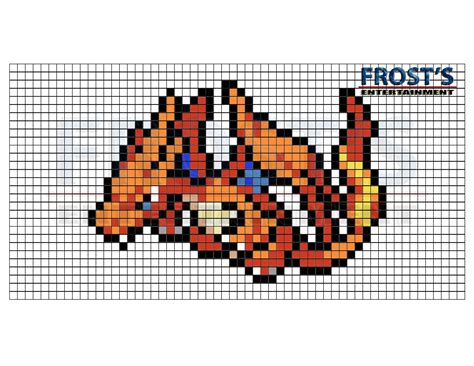 Pok Mon Perler Bead Mega Charizard Y Pattern Pixel Art Pokemon