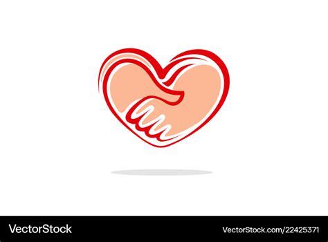 Heart Handshake Logo Royalty Free Vector Image