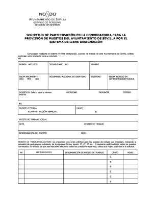 Fillable Online Ugt Aytodesevilla SOLICITUD DE PARTICIPACIN EN LA