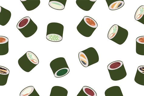 Seamless Pattern Of Sushi Rolls Vector Design Of Asian Cuisine