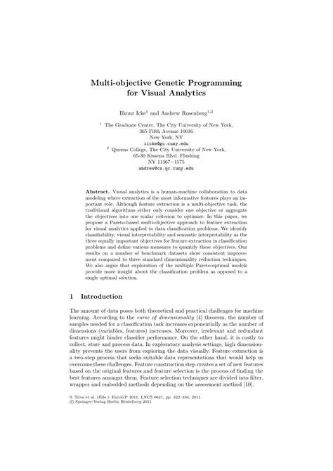 pdf multi objective genetic programming for visual analytics