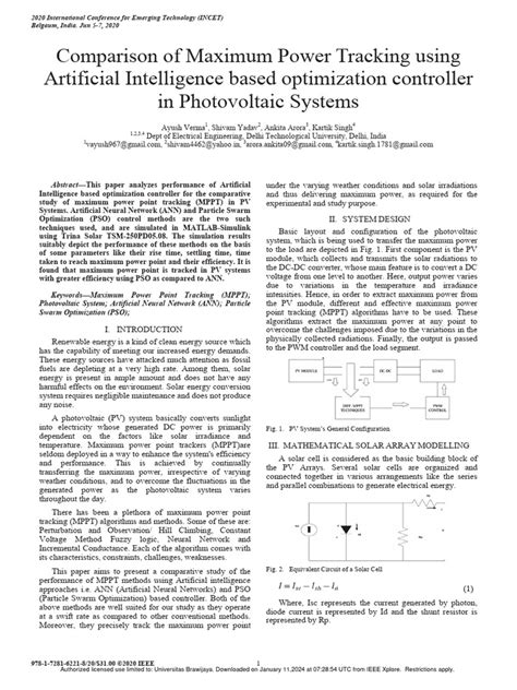 comparison of maximum power tracking using artificial intelligence based optimization controller