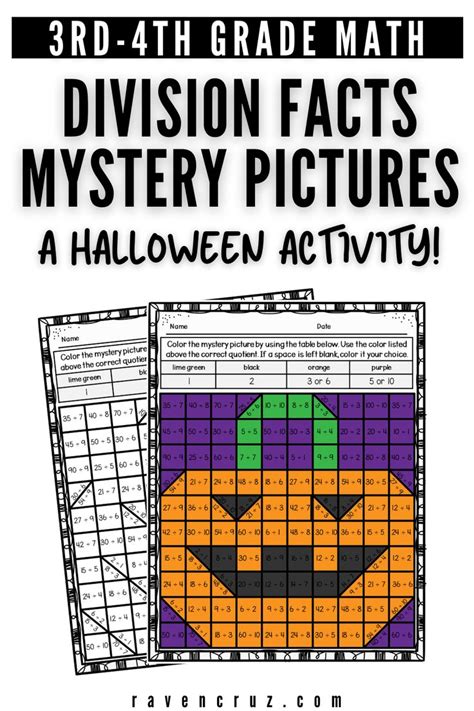 Halloween Division Mystery Picture Worksheets Th Grade Math