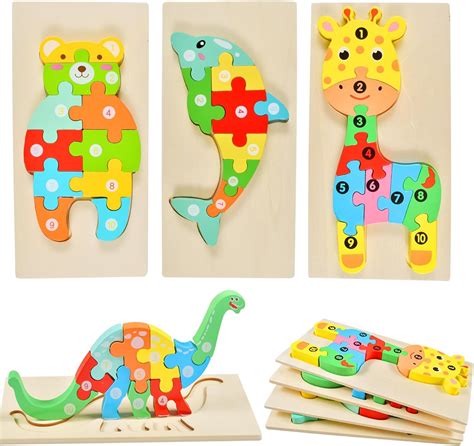 Holzpuzzle für Kinder Ab 2 3 4 Jahre Montessori Spielzeug für Kinder ab