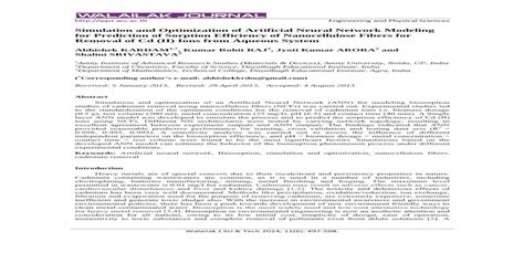 simulation and optimization of artificial neural …network topology the neural network employed