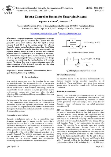 pdf robust controller design for uncertain systems