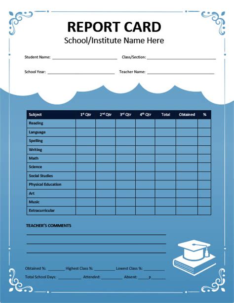 Report Card In Excel Format Free Infoupdate Org