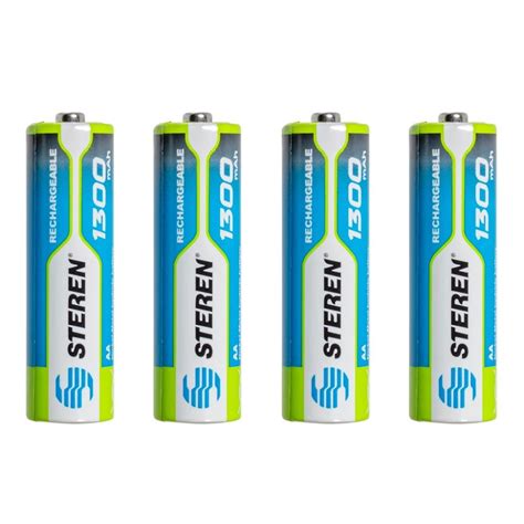 Paquete De 4 Pilas Recargables AA Steren NiMH 1300 MAh Bodega Aurrera