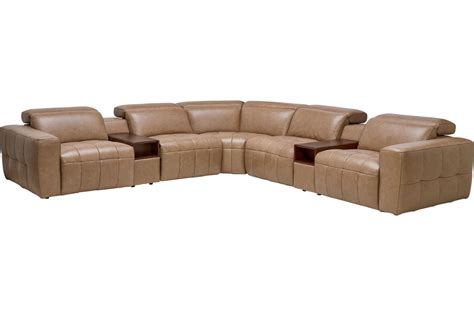Owen Piece Leather Dual Power Reclining Sectional With Recliners