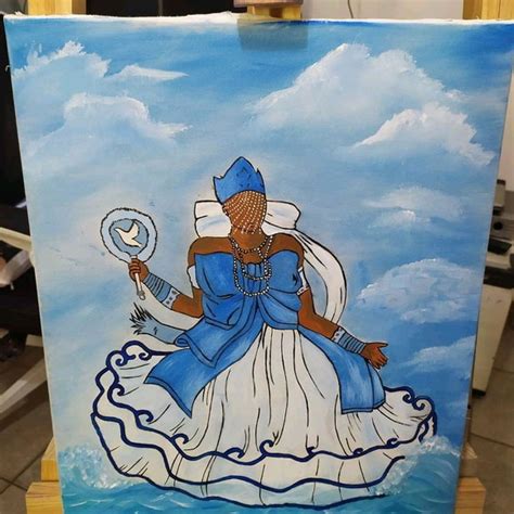Pintura em oleo sobre tela painel mãe Iemanjá 40x50 Elo7