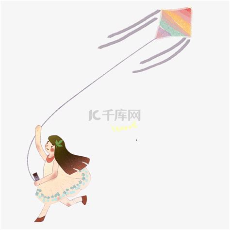 卡通小女孩放风筝免抠图素材图片免费下载 千库网