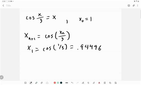 solved use fixed point iteration to solve the equations obtain 5 decimal place precision cos x