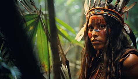Im amazonaswald große bäume ein wunderschönes foto einer yanomami frau