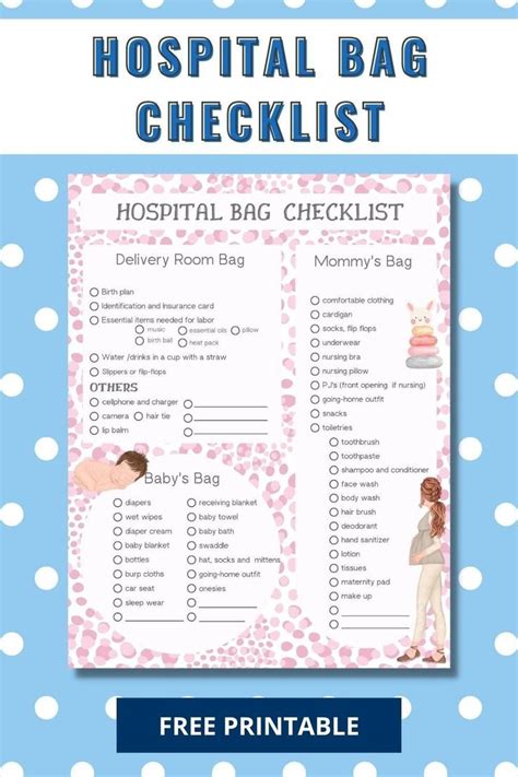 A Printable Hospital Bag Checklist Is Shown