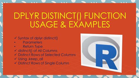 dplyr distinct function usage and examples spark by {examples}
