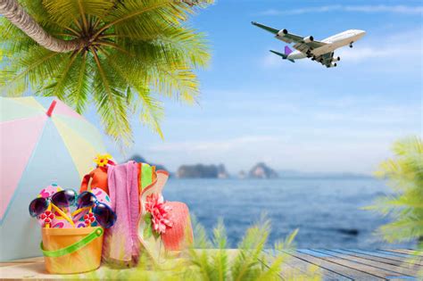 海滩棕榈树图片 海滩棕榈树和客机在热带海岛上空登陆素材 高清图片 摄影照片 寻图免费打包下载
