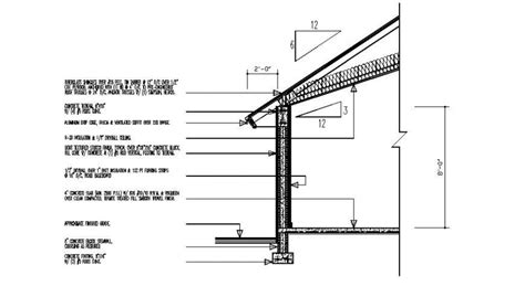 Roof Section And Wall 2d View Construction Drawing In Dwg Format Cadbull