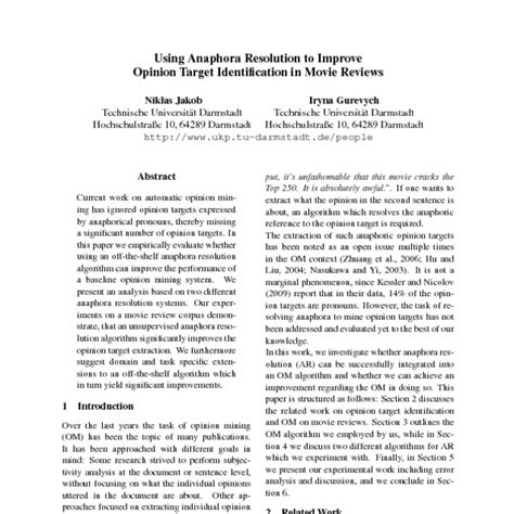 using anaphora resolution to improve opinion target identification in movie reviews acl anthology