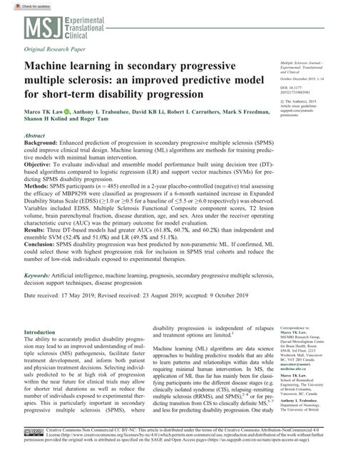 [pdf] machine learning in secondary progressive multiple sclerosis an improved predictive model