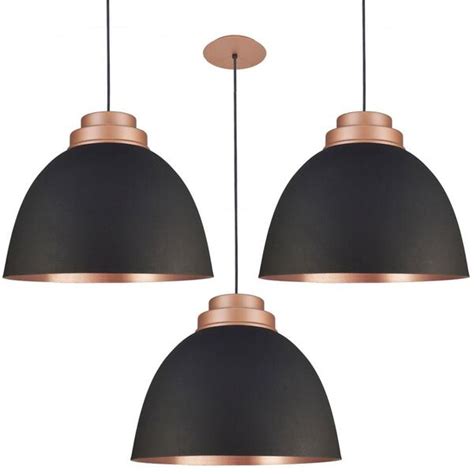 Kit Lumin Rias Pendente Preto Fosco Cobre Mate Luxo Cm Leroy Merlin