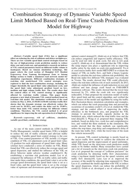 combination strategy of dynamic variable speed limit method based on real time crash prediction