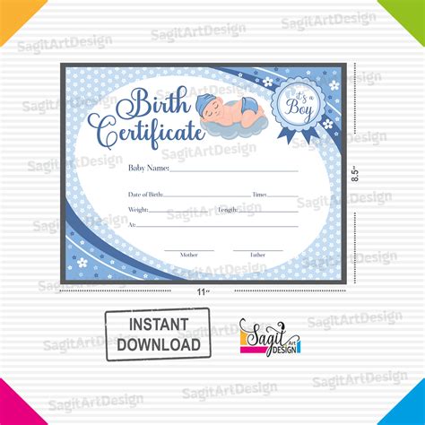 Certificado de nacimiento de bebé imprimible certificado de Etsy