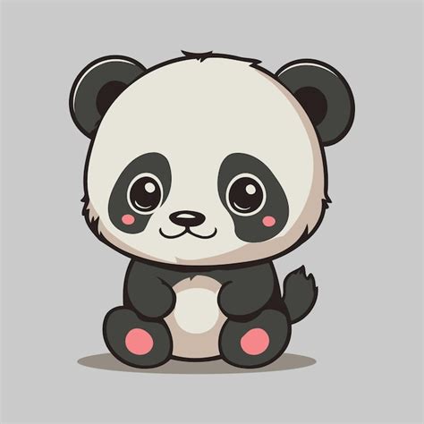 Lindo panda de dibujos animados sentado carácter vectorial estilo