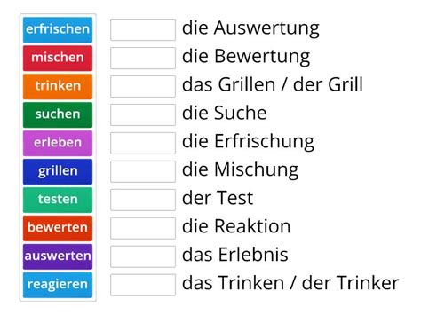 Nominalisierung Von Verben B Une Las Parejas