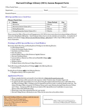 Fillable Online Umass Harvard College Library Hcl Access Request Form