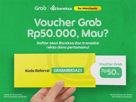 Promo Kode Referral Transaksi Pertama Bareksa Berhadiah Voucher Grab