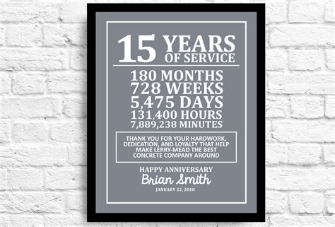 Customizable Year Employee Gift Years Of Employment Work Etsy