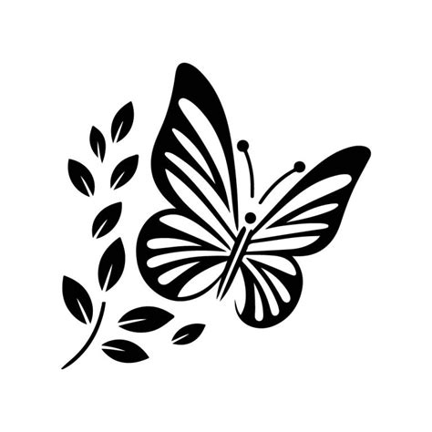 Free Simple Butterfly And Leaves SVG Butterfly Tattoo Design Black