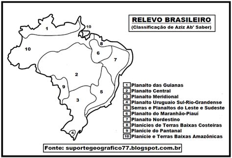 MAPA RELEVO DO BRASIL PARA COLORIR SUPORTE GEOGRÁFICO