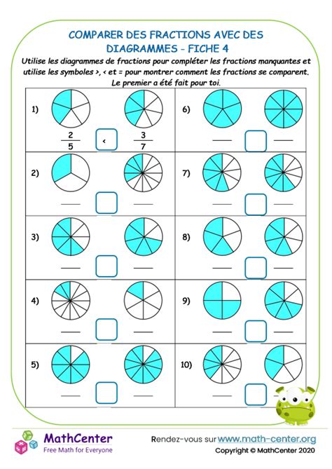 Cm Fiches De Travail Comparer Des Fractions Math Center