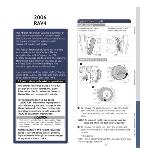 Toyota Rav Reference Owners Guide