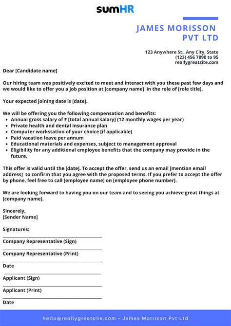 Job Offer Letter Format Infoupdate Org