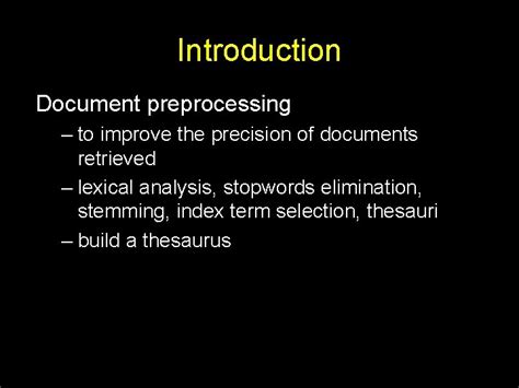 text operations preprocessing introduction document preprocessing to improve