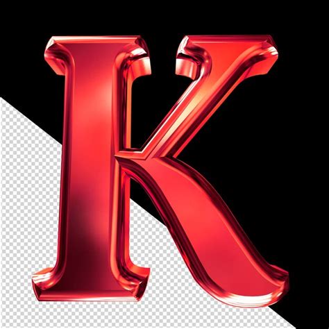 Símbolo 3d rojo con la letra biselada k Archivo PSD Premium