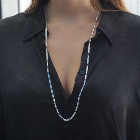 Cadena De Plata GRUM BARBADA De 80 Cm De Largo Fabricada En Plata