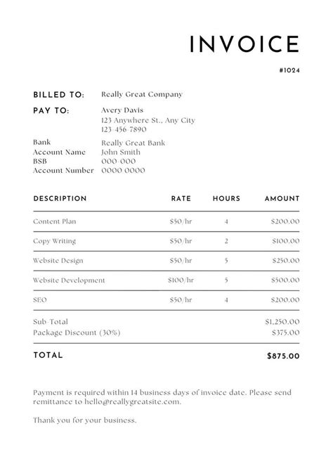 An Invoice Is Shown On The Front Of A White Sheet