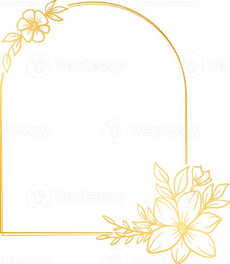 golden Bogen Blumen Rahmen mit Hand gezeichnet Blätter einfach und