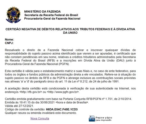 Como ter uma Certidão Negativa de Débitos Federal