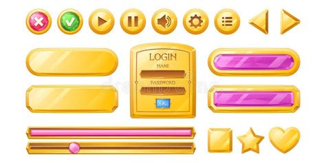 golden buttons for ui game gui elements stock vector illustration of diamond button 235933431