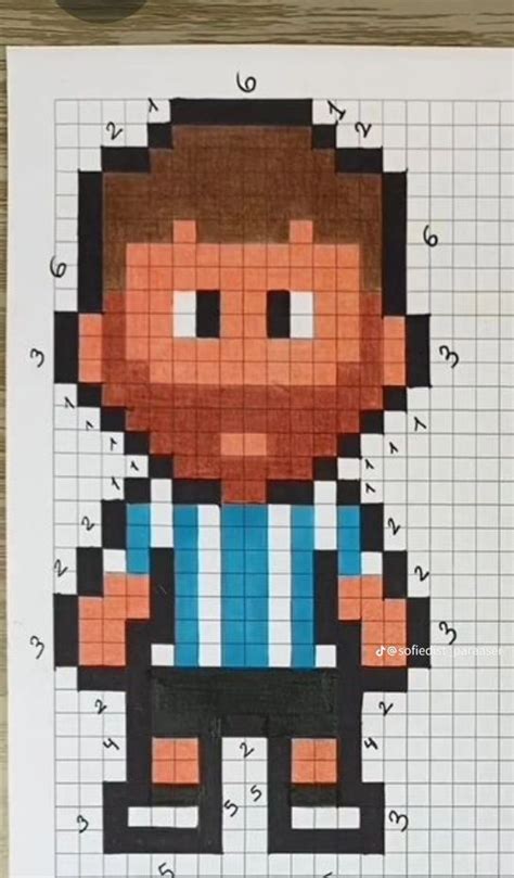 messi el hoja cyadriculada Arte de píxeles fácil Lindos dibujos