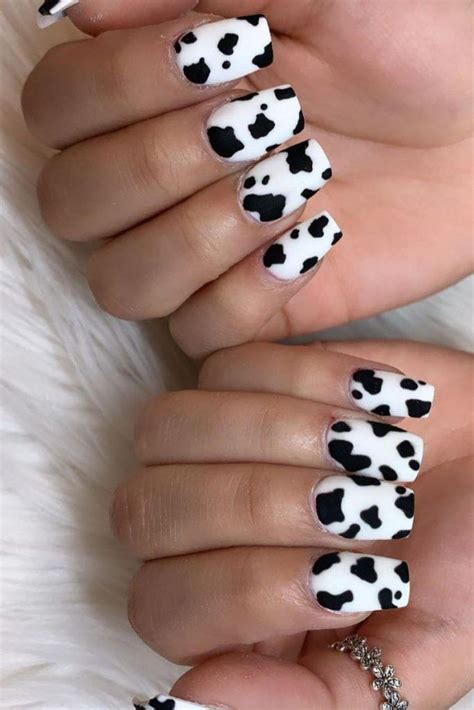 Cow Print Nail Art In 2020 Cow Nails Nail Art Designs Really Cute Nails
