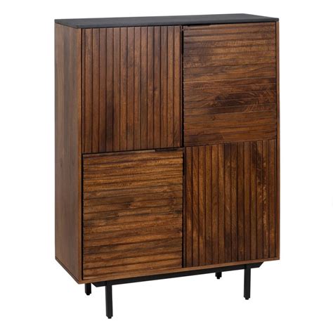 Buffet haut en bois de manguier et métal marron et noir 100 x 40 x 140