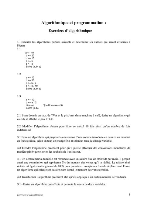 Corrigé des exercices d algorithmique