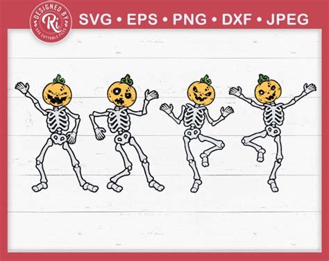 Dancing Jack O Lantern Skeletons Svg Pumpkin Head Etsy