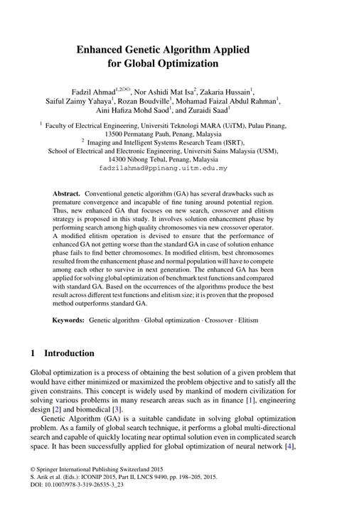 pdf enhanced genetic algorithm applied for global optimization